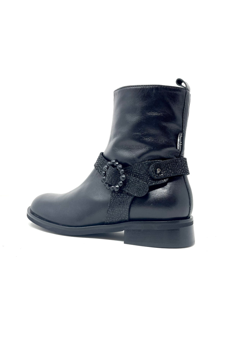 Marco Moreo Ankle Boot with Textured Strap and Buckle Trim – Prego Shoe ...